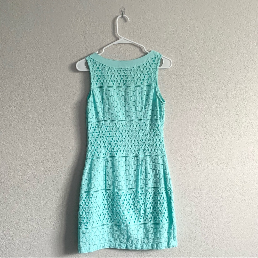 Banana Republic Factory Aqua Eyelet Sheath Dress … Gem